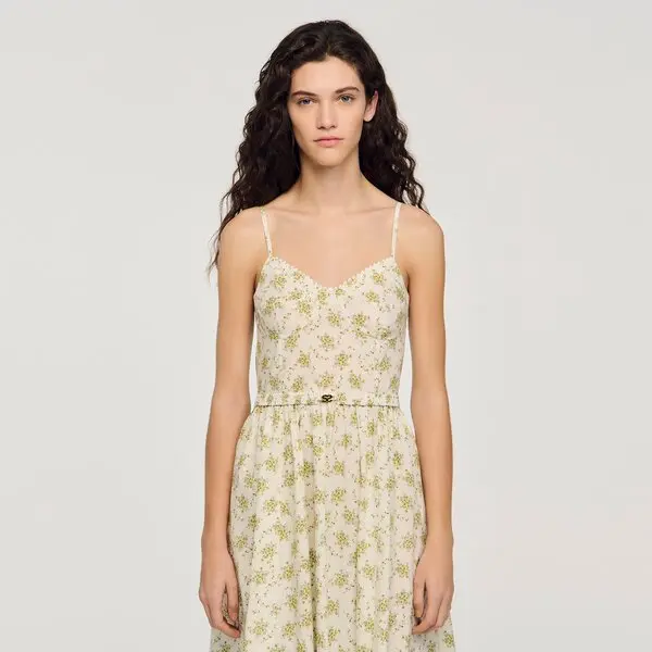 Sandro Floral Maxi Dress With Straps