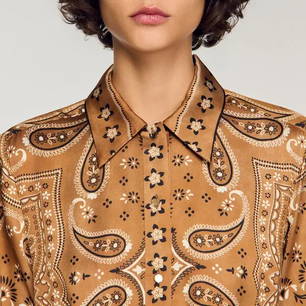 Sandro Bandana Print Cropped Shirt