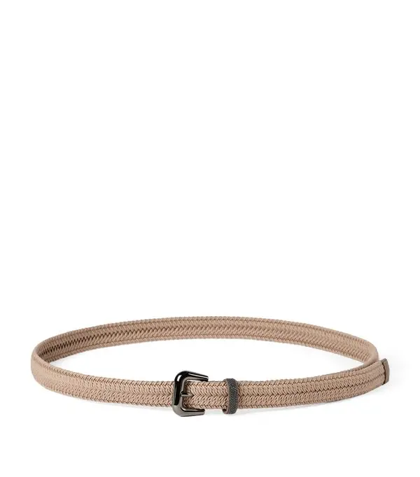 Brunello Cucinelli Stretch-cotton Braided Belt - Beige