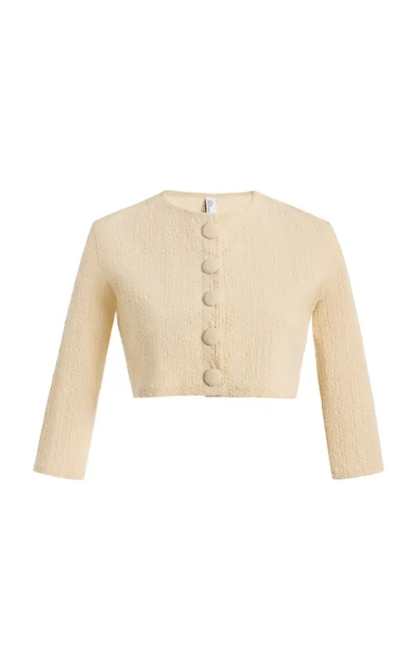 Lisa Marie Fernandez Seersucker Cardigan - Ivory