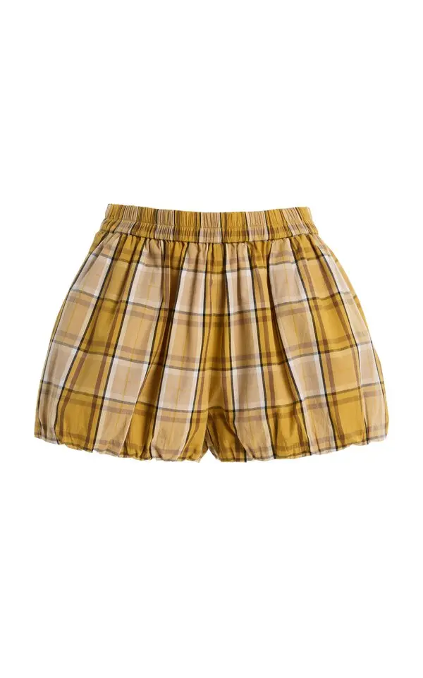 Sea Copeland Cotton Plaid Shorts - Yellow