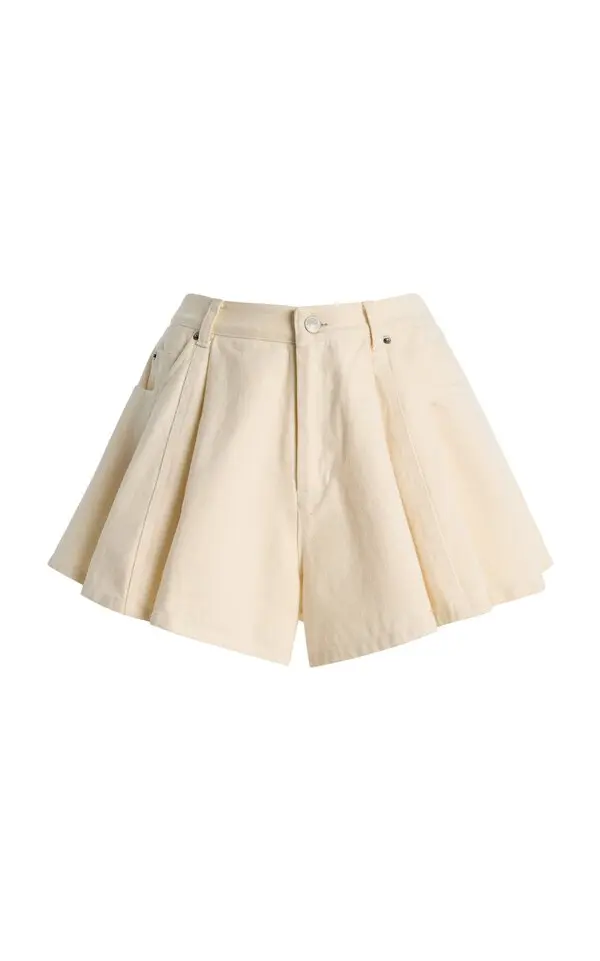 Sea Stasia Pleated Denim Shorts - Ivory