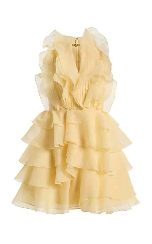 Aje Exclusive Cleo Ruffled Chiffon Mini Dress - Yellow