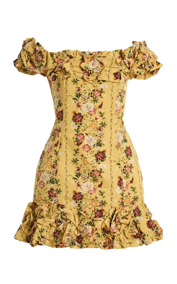 Agua Bendita Jardin Ots Cotton Poplin Mini Dress - Yellow
