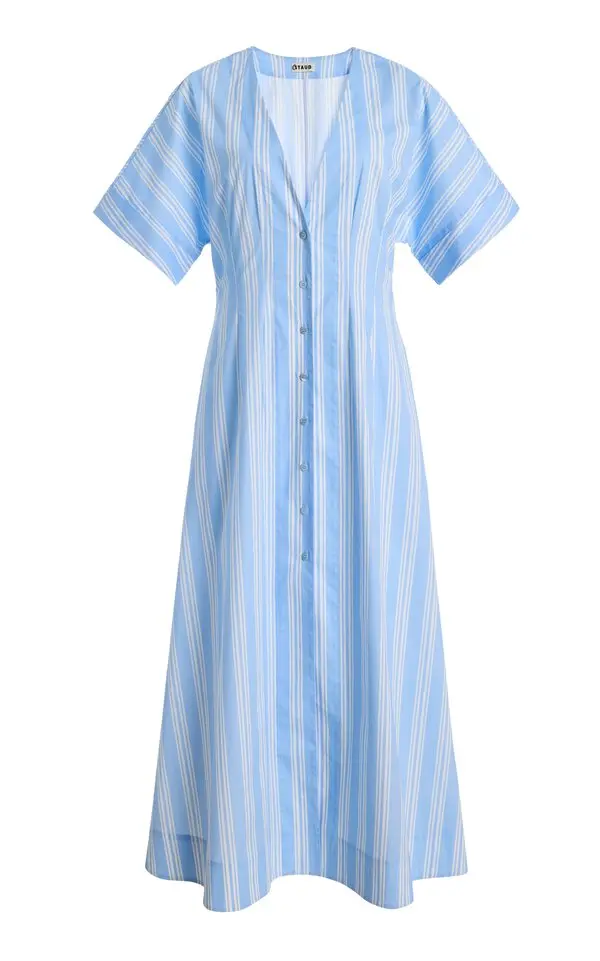 Staud Elle Stretch-cotton Midi Dress - Stripe