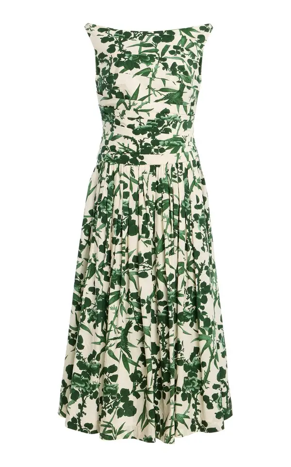 Cara Cara Zora Toile Cotton Midi Dress - Green