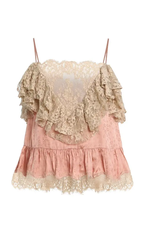 Sea Ethel Lace-trimmed Jacquard Camisole Top - Pink