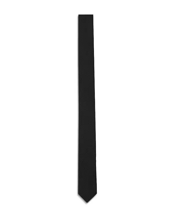 Saint Laurent Signature Evening Skinny Tie In Silk Grosgrain - Black