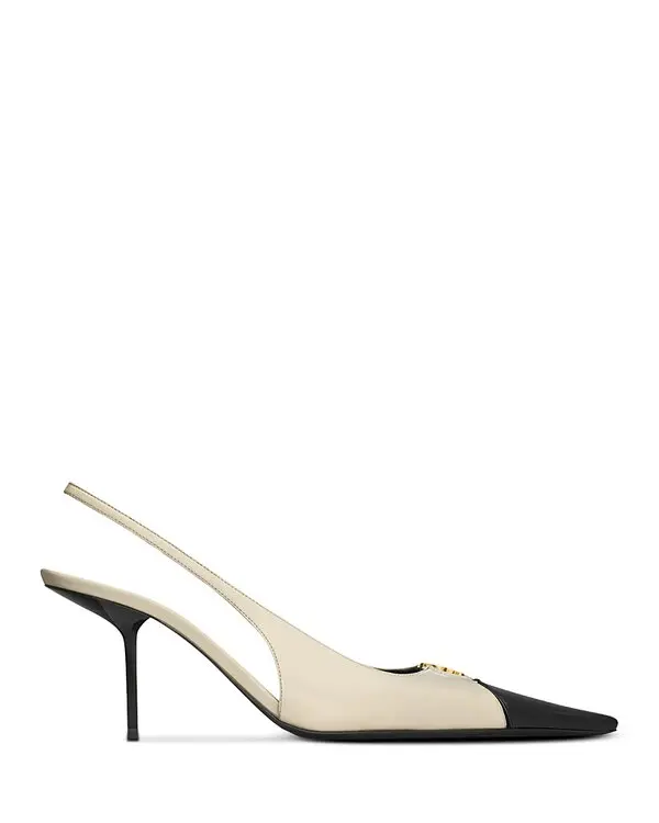 Saint Laurent Babylone Breteuil Slingback Pumps - Black White