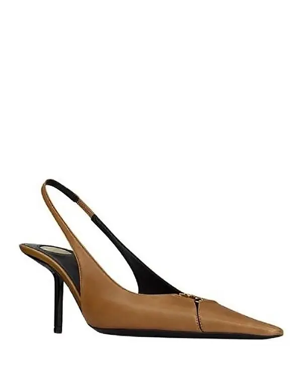 Saint Laurent Babylone Breteuil Slingback Pumps - Macadamia