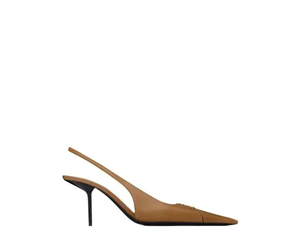 Saint Laurent Babylone Breteuil Slingback Pumps - Macadamia