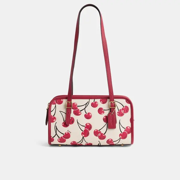 COACH Restored Swing Zip Bag With Cherry Print - Brass/chalk Multi