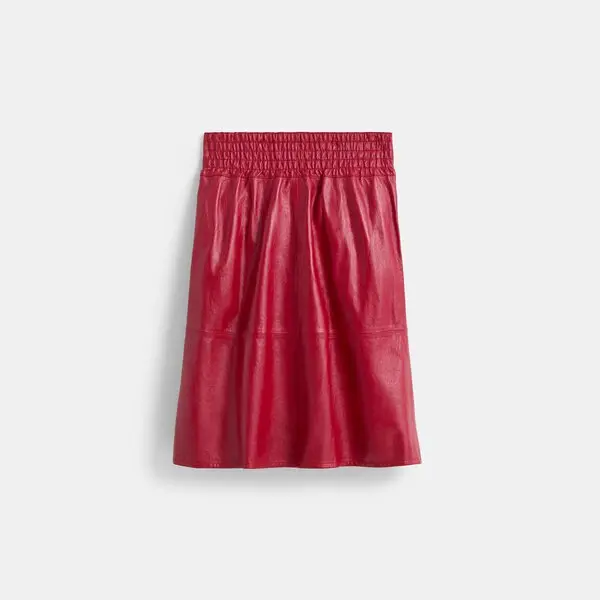 COACH Restored Smocked Leather Skirt