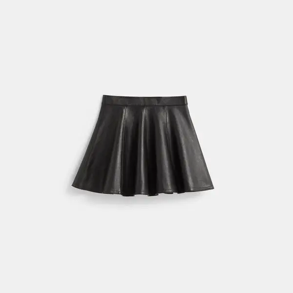 COACH Restored Leather Cheerleader Skirt - Black