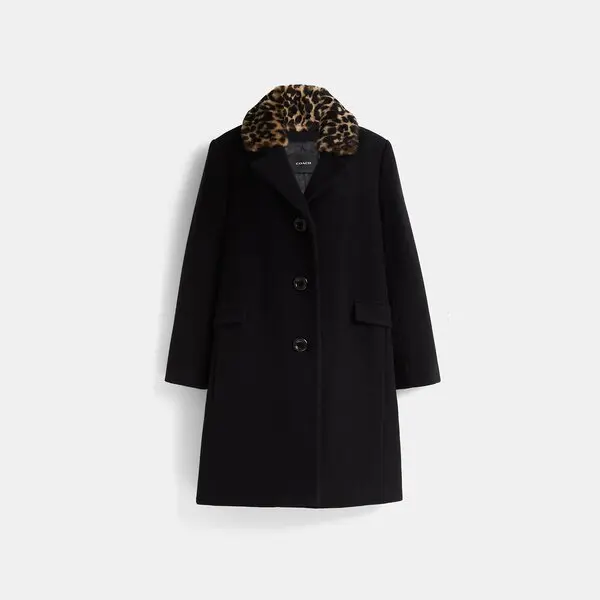 COACH Restored Wool Coat With Shearling Collar