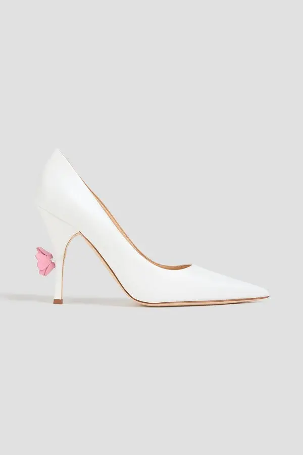 Magda Butrym Floralappliquéd Leather Pumps - White