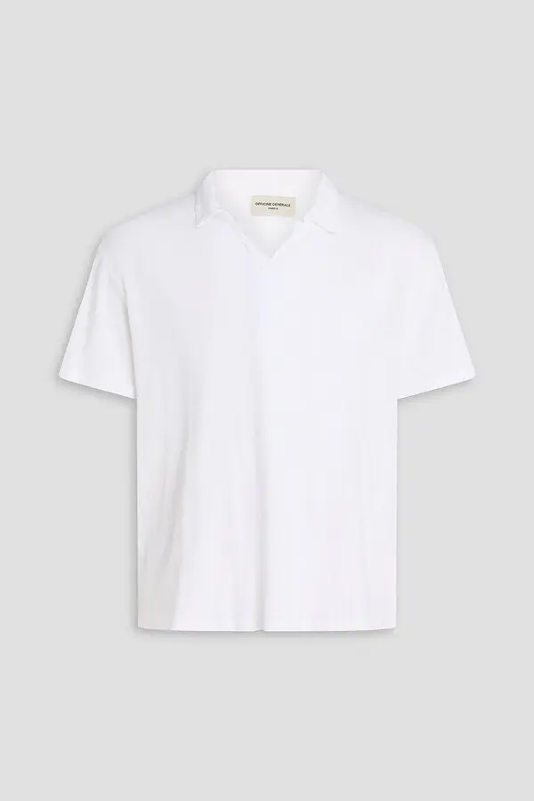 Officine Générale Simon Cotton And Linenblend Polo Shirt - White