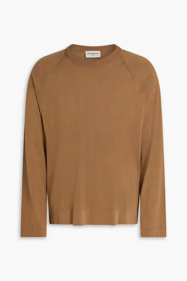 Officine Générale Nate Lyocell, Cotton And Silkblend Sweater - Camel
