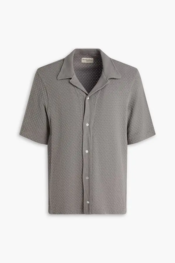 Officine Générale Kai Texturedknit Cotton Shirt - Gray