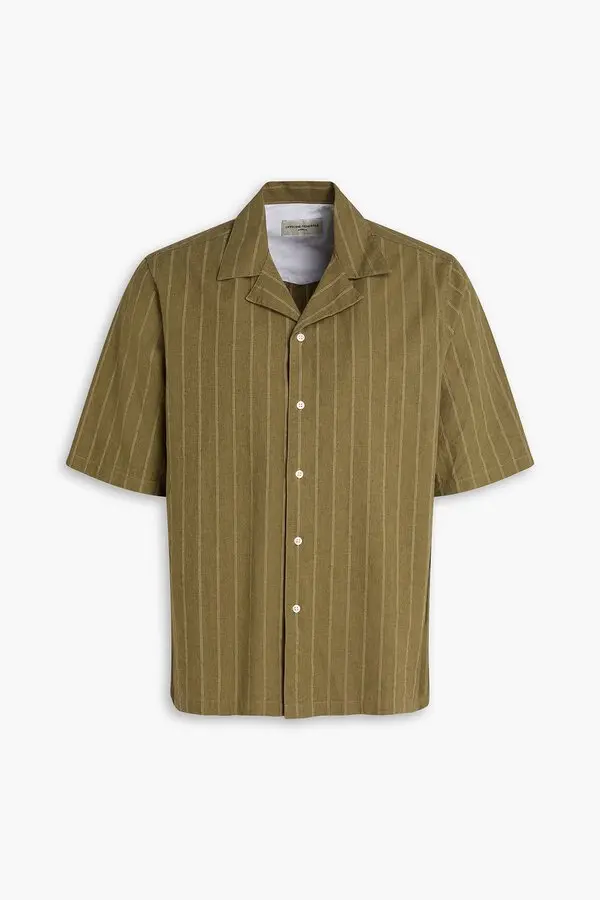 Officine Générale Eren Striped Woven Shirt - Army Green