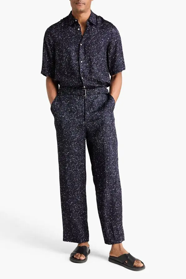 Officine Générale Nash Belted Printed Twill Pants