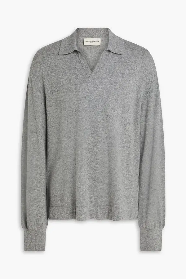 Officine Générale Simone Cashmere Polo Sweater - Gray