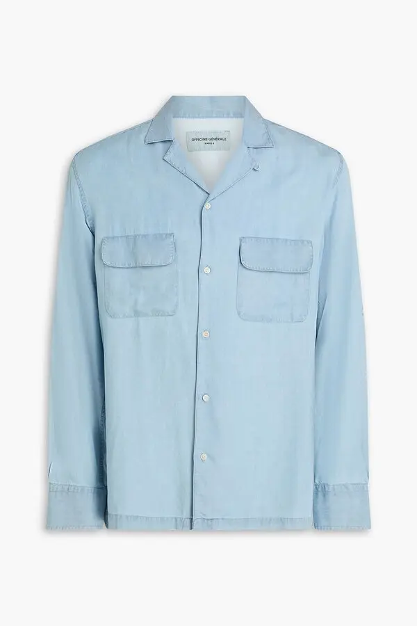 Officine Générale Leto Lyocell Shirt - Sky Blue