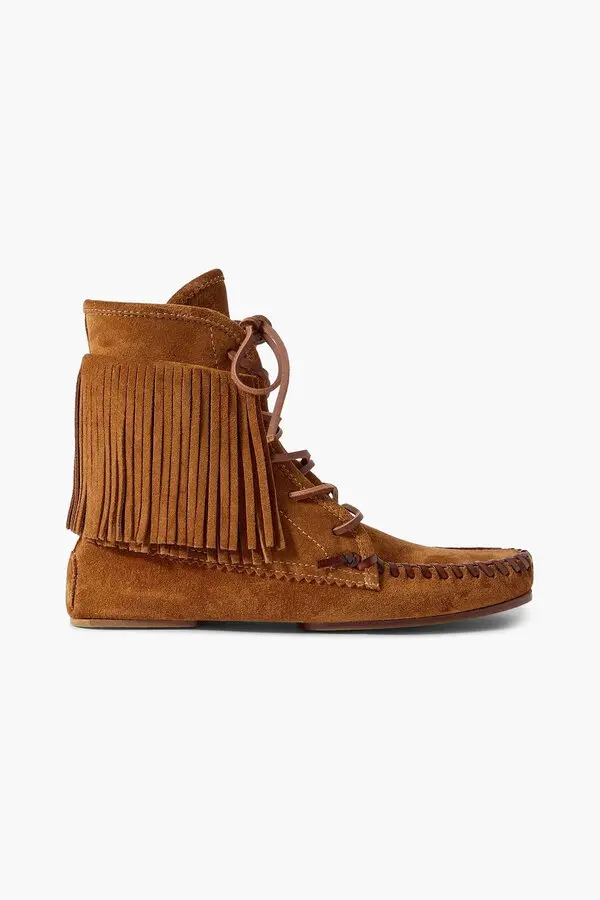 Paris Texas Indiana Fringed Suede Ankle Boots - Brown