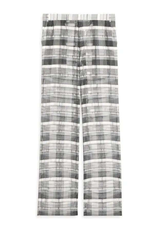 Thom Browne Tapered Checked Silkorganza Pants - Gray