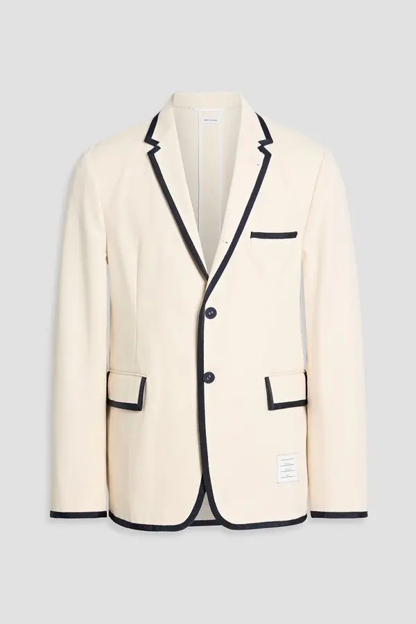 Thom Browne Grosgraintrimmed Cottoncanvas Blazer - Ecru