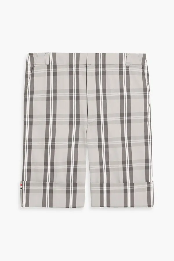 Thom Browne Checked Cotton-twill Shorts - Gray