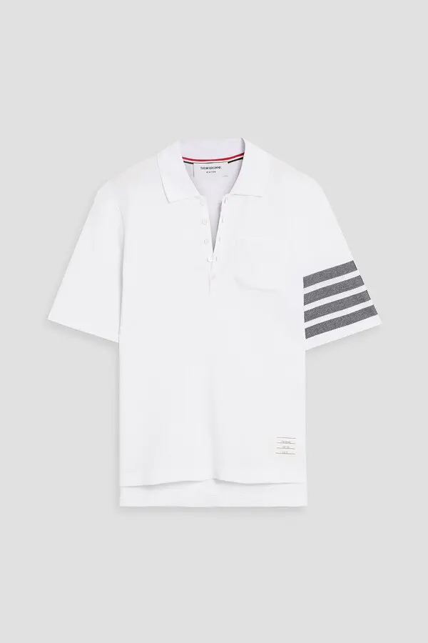 Thom Browne Striped Cottonpiqué Polo Shirt - White