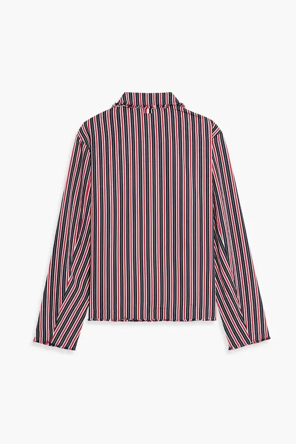 Thom Browne Frayed Striped Silk And Cottonblend Jacket
