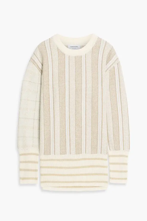 Thom Browne Jacquardknit Linen Sweater - Beige