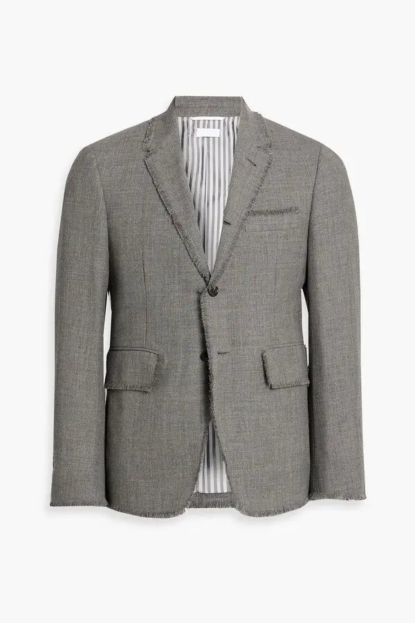 Thom Browne Frayed Wool Blazer - Gray