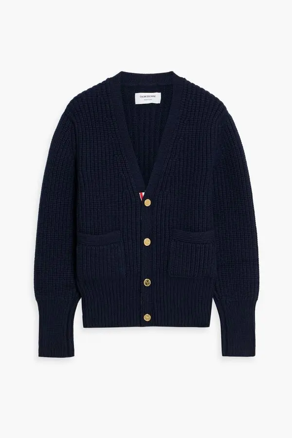 Thom Browne Ribbed Cashmere Cardigan - Navy