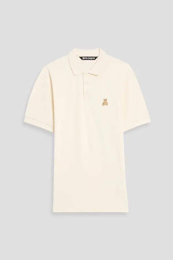 Palm Angels Appliquéd Cottonpiqué Polo Shirt - Cream