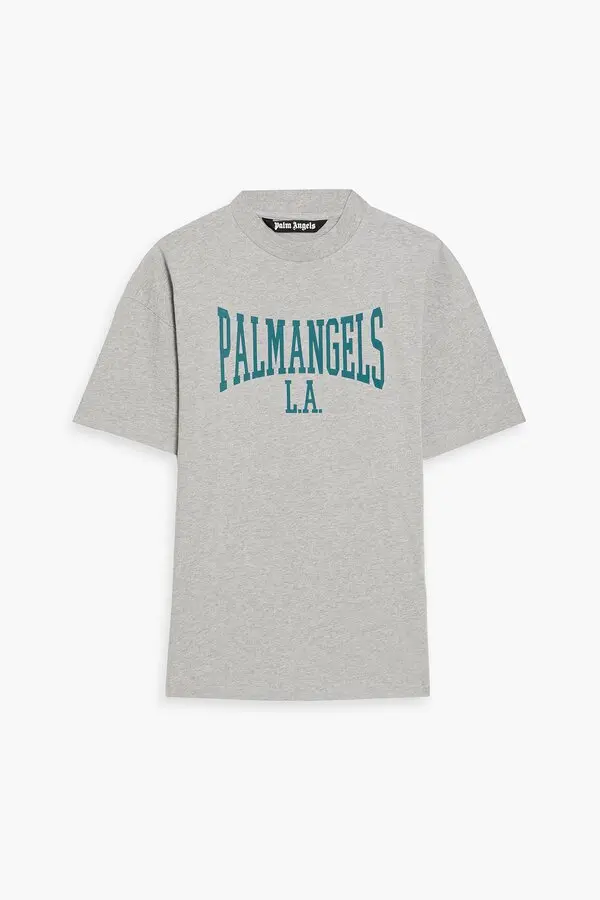 Palm Angels Printed Cottonjersey Tshirt - Light Gray