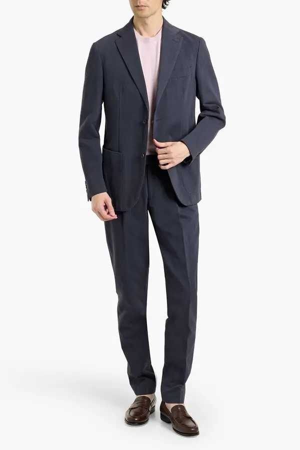 SLOWEAR Montedoro Cotton And Linenblend Twill Suit - Navy
