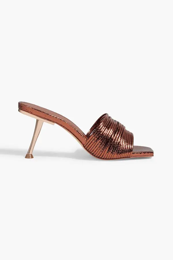 Cult Gaia Giana Metallic Lizardeffect Leather Mules - Copper