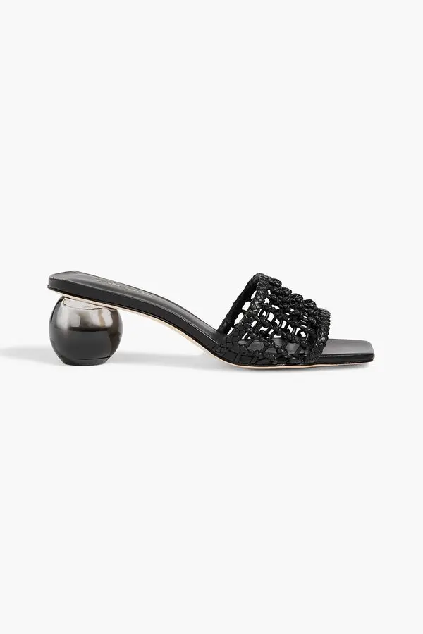 Cult Gaia Tao Woven Leather Mules - Black