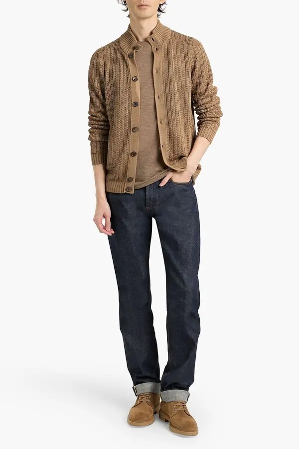 SLOWEAR Zanone Ribbed Linen And Cotton-blend Cardigan