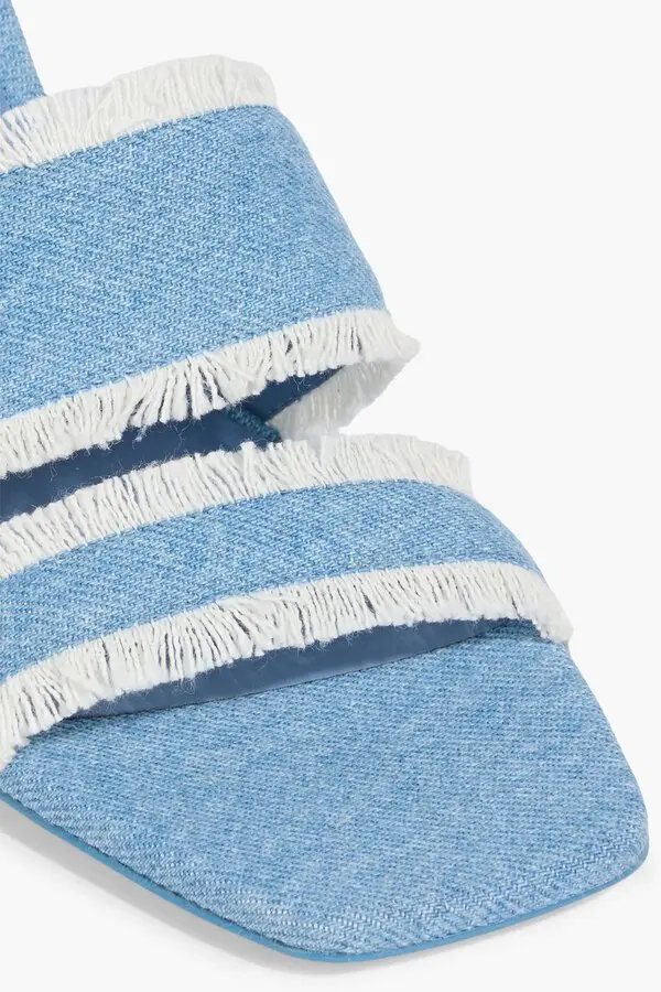 Cult Gaia Fae Frayed Denim Mules