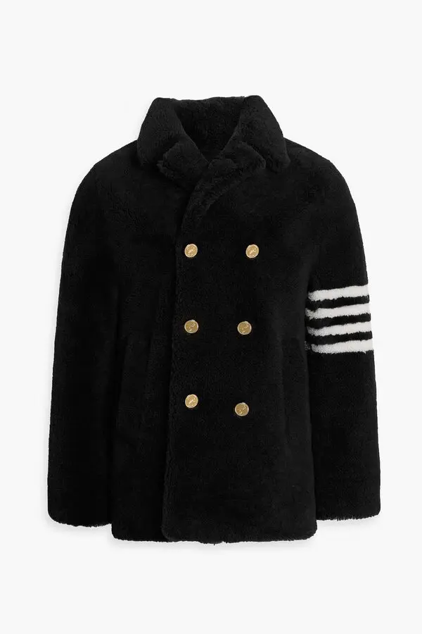 Thom Browne Doublebreasted Striped Shearling Jacket