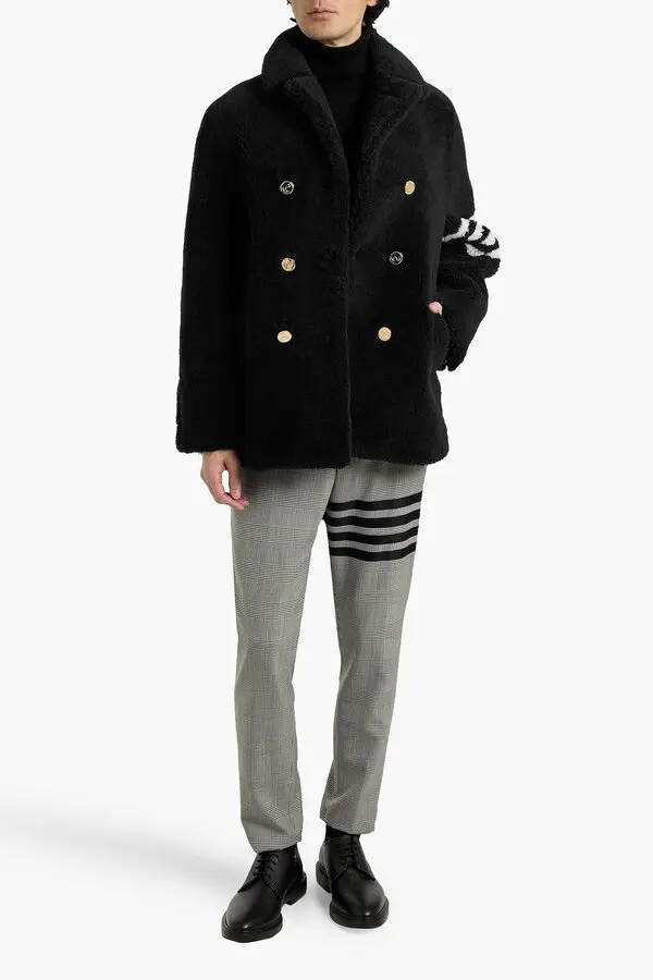 Thom Browne Doublebreasted Striped Shearling Jacket