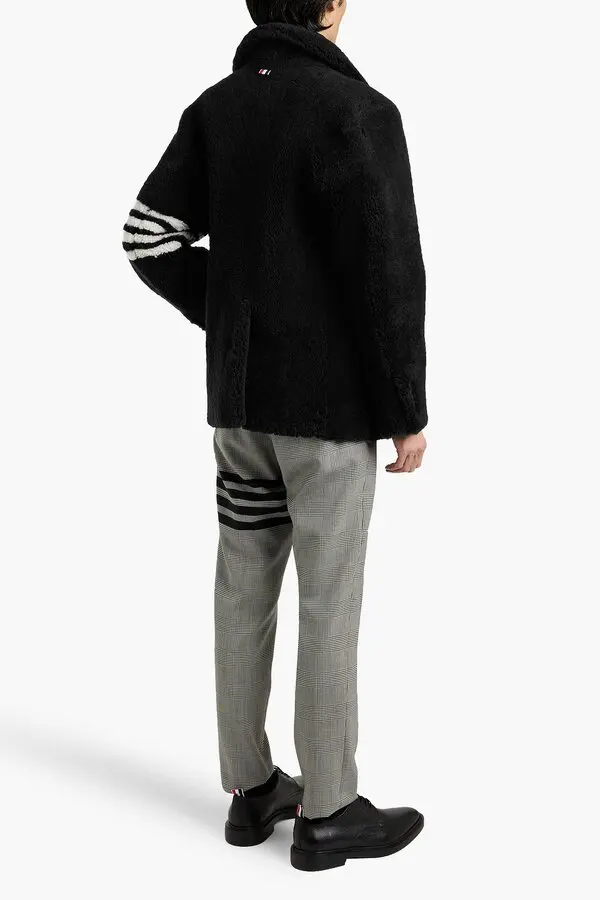 Thom Browne Doublebreasted Striped Shearling Jacket