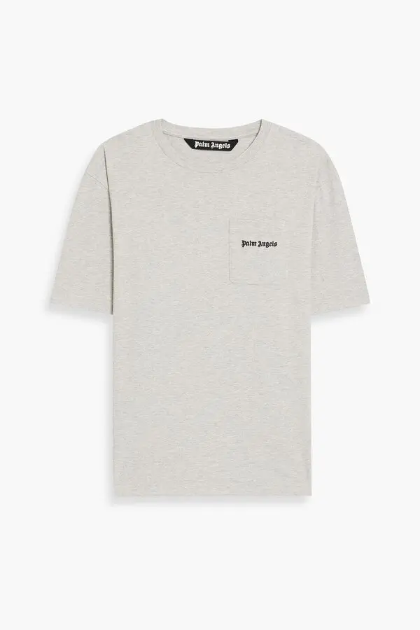 Palm Angels Embroidered Cottonjersey Tshirt - Light Gray