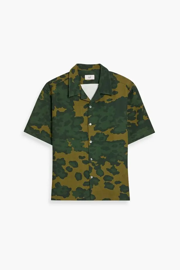 Dunhill Camouflage Cotton And Linenblend Twill Shirt - Army Green