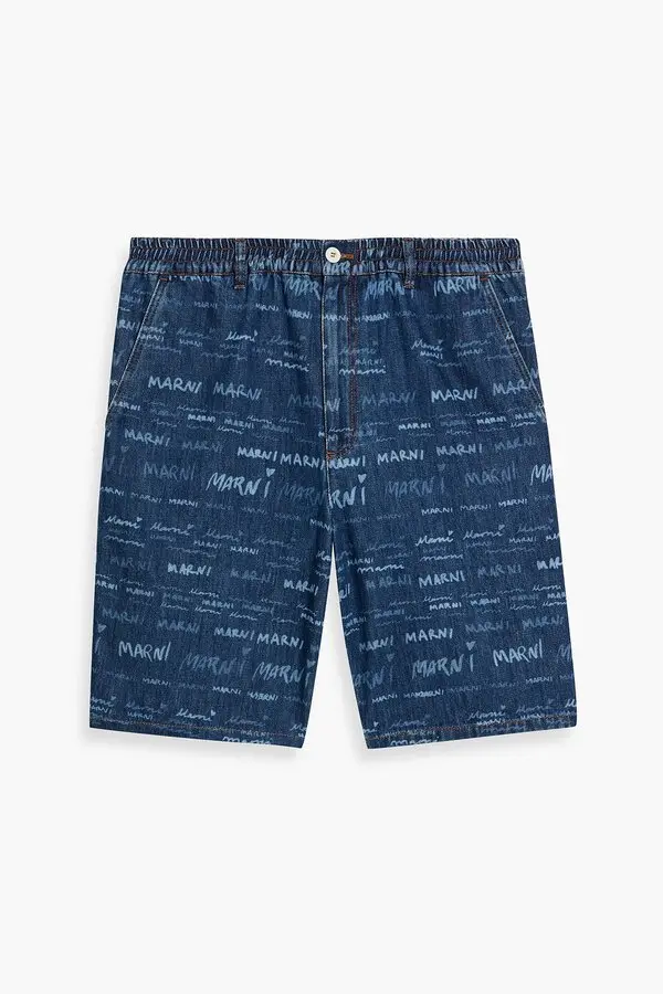 Marni Logoprint Denim Shorts - Mid Denim