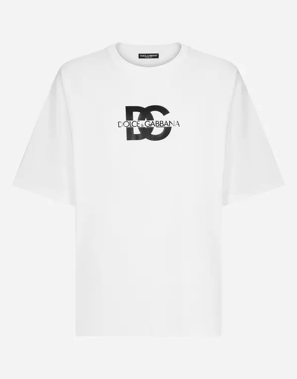 Dolce & Gabbana Short-sleeved T-shirt With Dg Logo Print - White